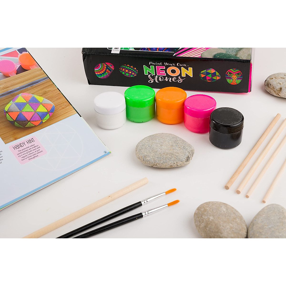 Paint Your Own Neon Stones-This Complete Starter Kit includes all you need to create Vibrant, Three-Dimensional Art to display in your Home or Garden