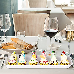 4 Pack White Cracker Tray 15x6inch Large Appetizer Serving Tray Plastic White Trays for Dessert Table Rectangular Long Food Trays for Food Appetizers Desserts