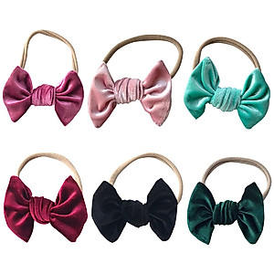 Song Qing Baby Girl Bows Nylon Headbands Elastics Hairbands for Baby Girls Newborn Infant Toddlers Kids
