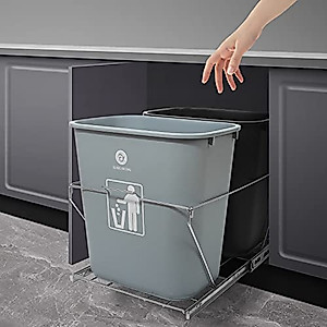 hehimhis Pull Out Trash Can, for 2 Trash Cans Pull Out Trash Can Under Cabinet Slide Out Organizer Laundry Hampers and Bath Bins (Trash Can Not Included)