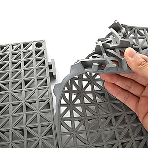 GLEEJON 12PCS Interlocking Soft PVC Flooring Tiles Mat, 12 x 12 Inch No-Slip Rubber Splicing Pool Patio Rugged Mats for Floor, Modular Interlocking Cushion Tiles Drainage Mats for Outdoor and Indoor