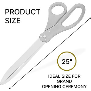 25" Giant Ribbon Cutting Scissors Silver — Heavy Duty Extra Large Grand Opening Ribbon Cutting Ceremony Scissors for Grand Openings Inaugurations Ceremonies & Special Events
