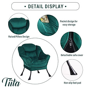 Tiita Lazy Chair with Ottoman, Modern Large Accent Lounge Chair, Leisure Sofa Armchair with Ottoman, Reading Chair with Footrest for Bedroom, Living Room, Dorm Rooms, Garden and Courtyard