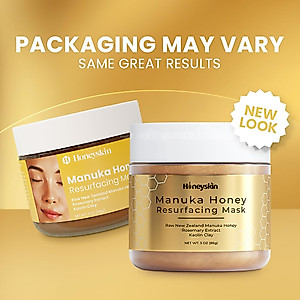 Honeyskin Bentonite Clay Face Mask with Manuka Honey - Gentle Face Exfoliator - Hydrating Facial Mask for Acne Prone and Dry Skin - Face Mask Skin Care w/ Pore Minimizer and Deep Cleanser (3oz)