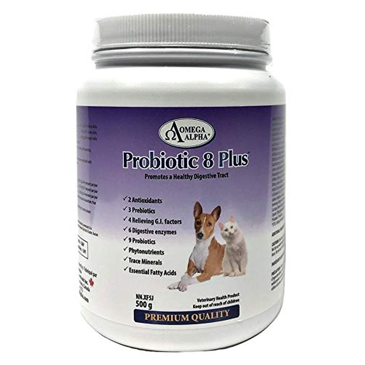 Omega Alpha Pet Probiotic 8 Plus - Probiotics, Enzymes, and Fibre for Better Pet Digestion.-500g