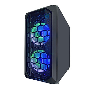 Apevia PRODIGY-BK Micro-ATX Gaming Case with 1 x Tempered Glass Panel, Top USB3.0/USB2.0/Audio Ports, 3 x RGB Fans, Black Frame