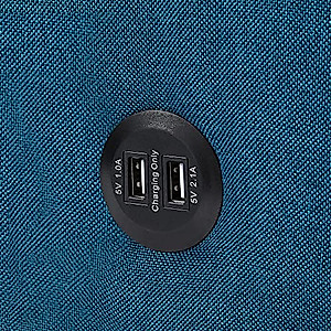 Topeakmart Fabric Futon Sofa, Convertible Futon Bed, Folding Couch, Sectional Sleeper Sofa for Small Space with USB Ports, Folding Sofa for Compact Living Space, Apartment, Office, Living Room Blue