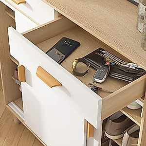 Chnnmbrn Shoe Cabinet with Doors and Drawers,5-Tier Free Standing Shoe Storage Cabinet for Entryway,Modern Shoe Storage Organizer