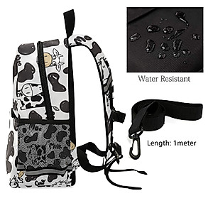 QUGRL Black White Cow Kids Toddler Backpack with Leash Harness Cute Milk Kindergarten Child Schoolbag Preschool Nursery Baby Travel Bag for Boys Girls 3-8 Years
