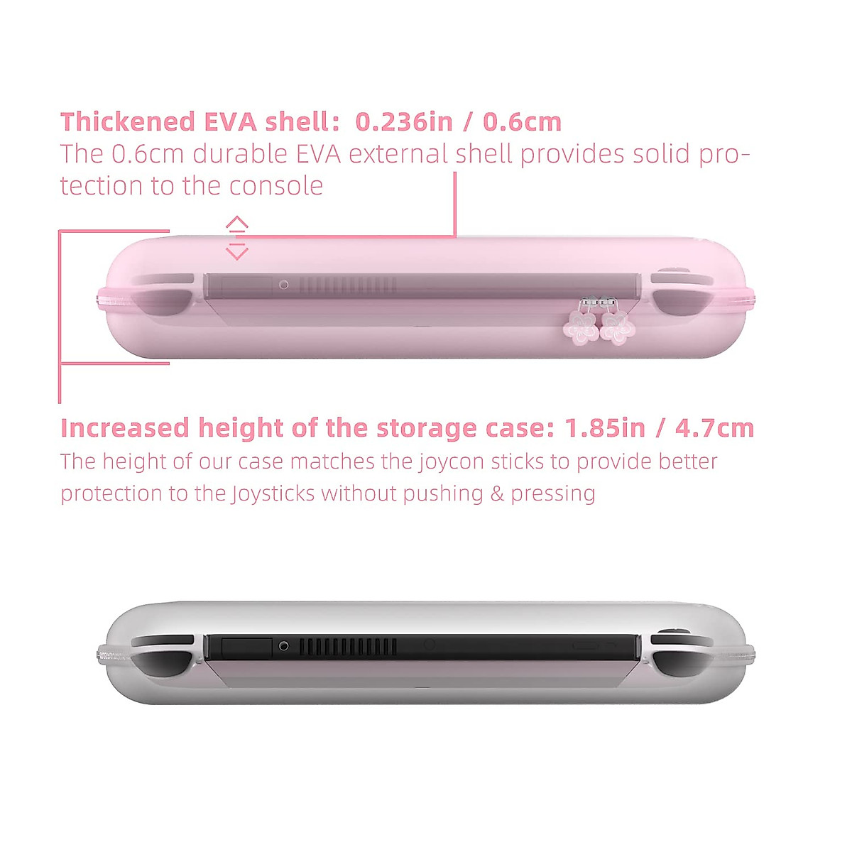 Mytrix Cute Carrying Case for Nintendo Switch OLED, Portable Hard Shell Pouch Travel Storage Bag for Switch Protective Bag with 10 Game Card Slots, with 4 in 1 Bundle Accessories Pink Cherry Blossoms