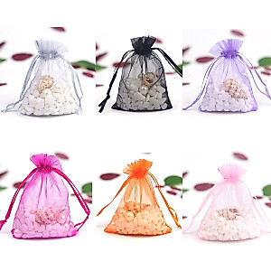 Daszui 60Pcs Organza Bags 8x12 Inches Mixed Color with Drawstring, Jewelry for Wedding Parties Party, Toy Candy Gift Bags, (8x12 inches, Mixed Color)