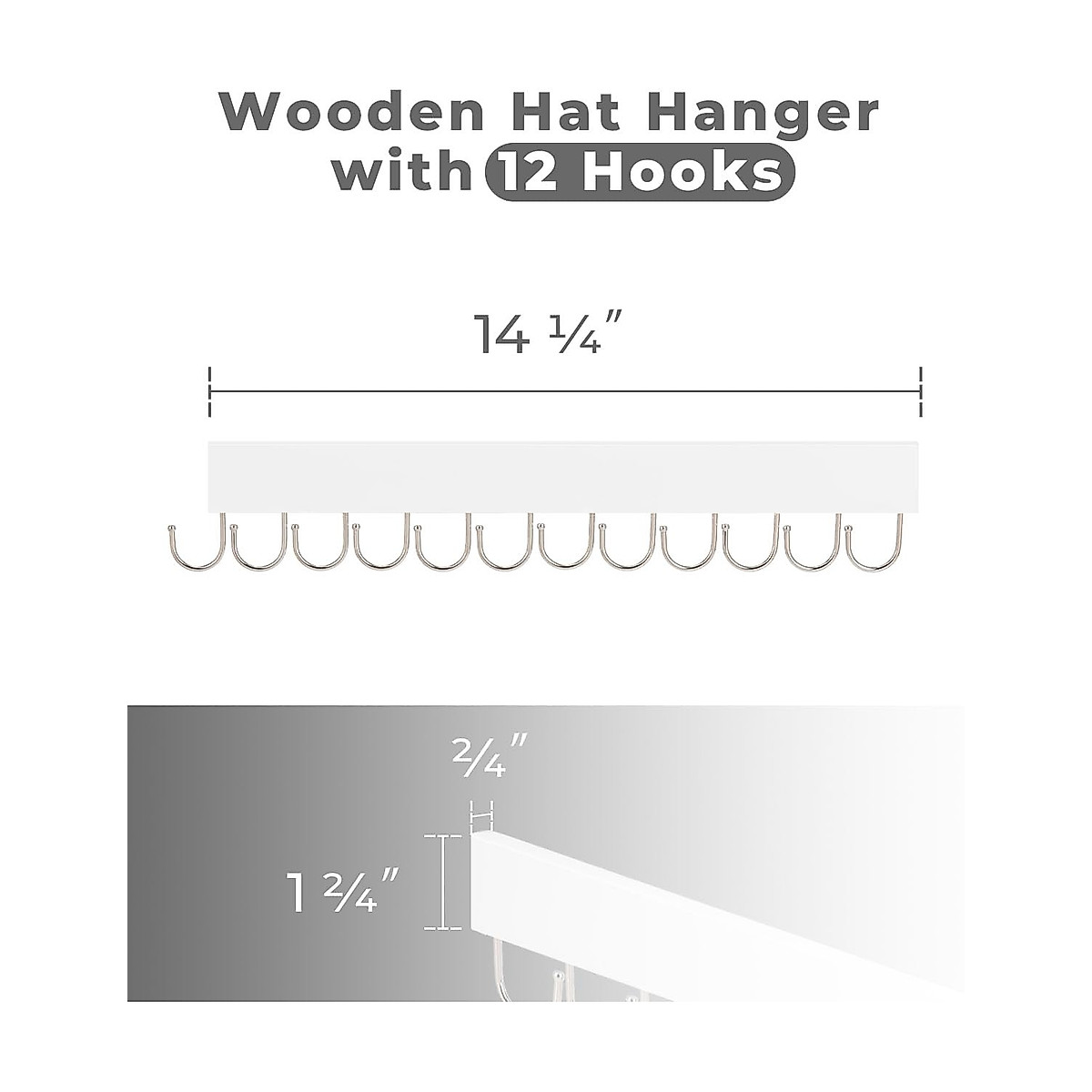 StorageWorks Belt Organizers for Wall, Wooden Belt Holder, Belt Storage with 12 Hooks, Tie Rack Wall Mounted, Belt and Tie Organizer for Closet, White, 2 Pack