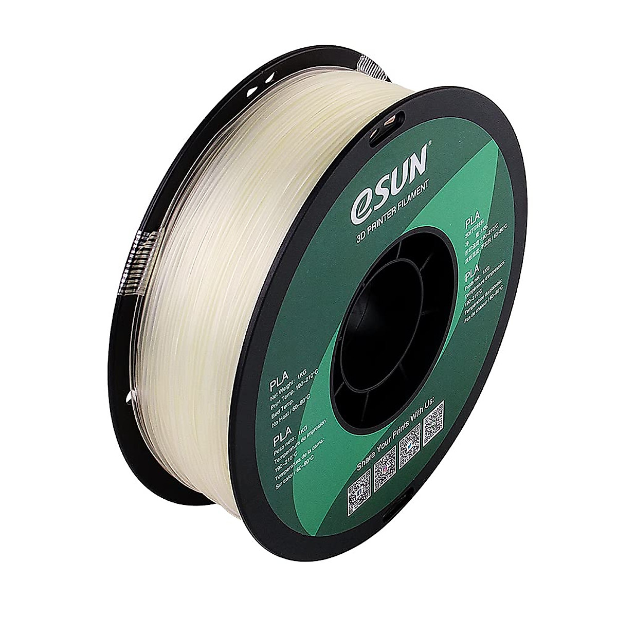 eSUN 1.75mm Clear PLA 3D Printer Filament 1KG Spool (2.2lbs), Glass PLA