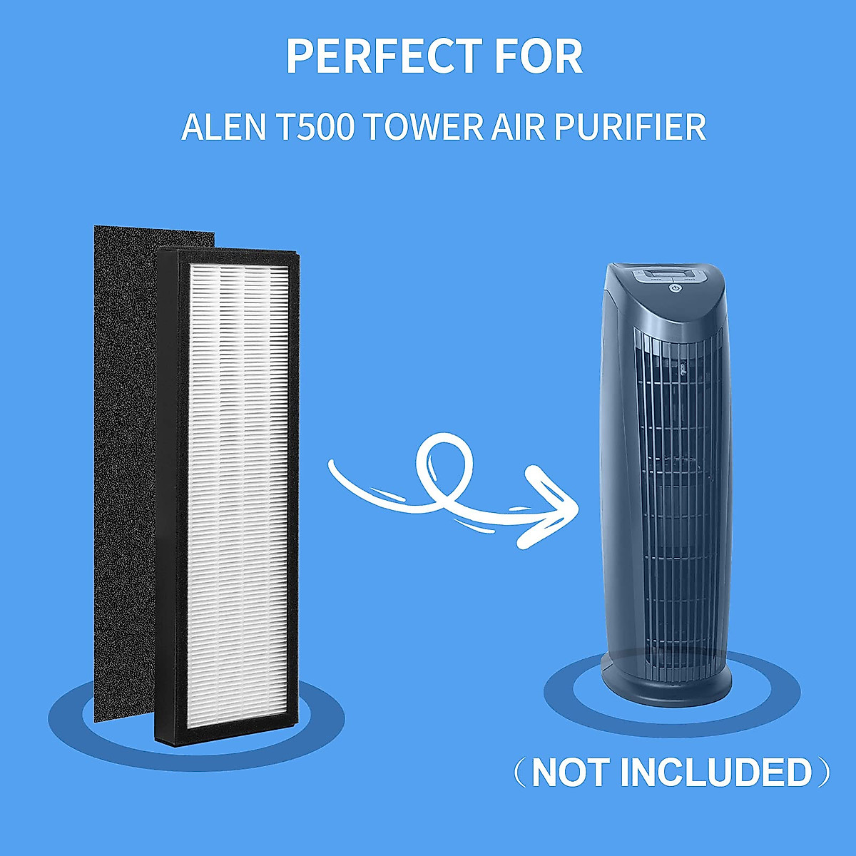 VALZONE 2 Pack TF60 True HEPA Replacement Filter Compatible with T500 Air Purifier with 4 Extra Carbon Pre-Filters