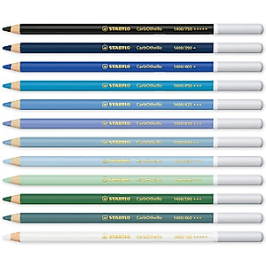 STABILO Chalk-Pastel Pencil CarbOthello - Pack of 12 - Ocean Tones