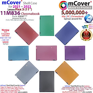 mCover Case Compatible for 2021~2022 11.6" Lenovo IdeaPad Flex 3 (11") 11M836 2 in 1 Chromebook Laptop ONLY (NOT Fitting Any Other Lenovo Models) - Purple