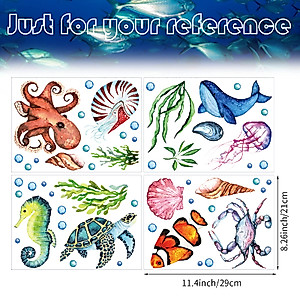 52 Pieces Glowing Wall Stickers Sea Turtle Wall Decals Ocean Creature Wall Stickers Waterproof Ocean Wall Sticker PVC Sea Animals Wall Stickers for Kids Room Living Room Nursery Bathroom Decoration