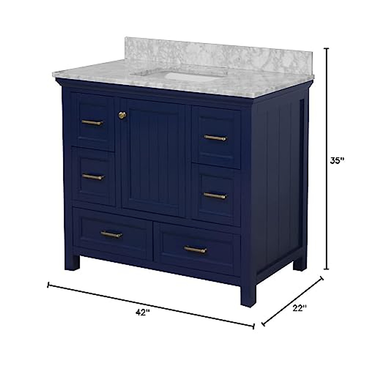 Paige 42-inch Bathroom Vanity (Carrara/Royal Blue): Includes Royal Blue Cabinet with Authentic Italian Carrara Marble Countertop and White Ceramic Sink