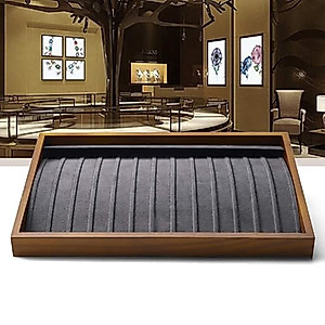 Oirlv Wood 13 Grids Necklace/Bracelet/Pendant Display Tray Jewelry Drawer Organizer Stackable Jewelry Trays(Grey)