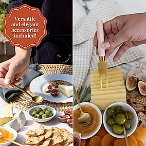 The Bamboo Abode Charcuterie Board Gift Set, White | Charcuterie Tray, Cheese Board Set, Cheese Tray, Charcuterie Board Set, Cheese Platter, Wooden Charcuterie Board