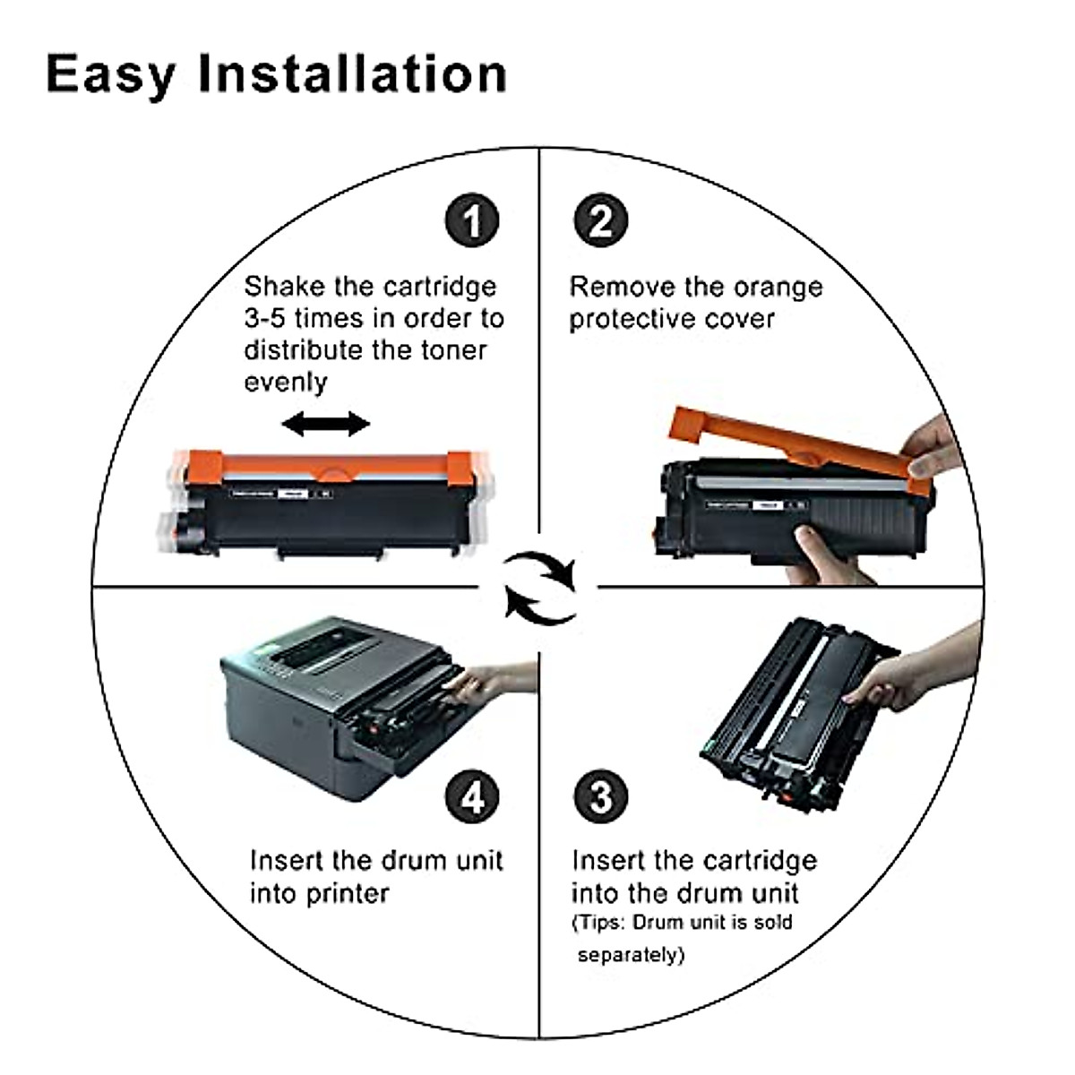 HENGFAT TN660 Compatible Toner Cartridge Replacement for Brother TN660 TN-660 TN630 Toner for DCP-L2540DW HL-L2300D HL-L2320D HL-L2380DW HL-L2340DW MFC-L2700DW MFC-L2720DW MFC-L2740DW (Black 4-Pack)