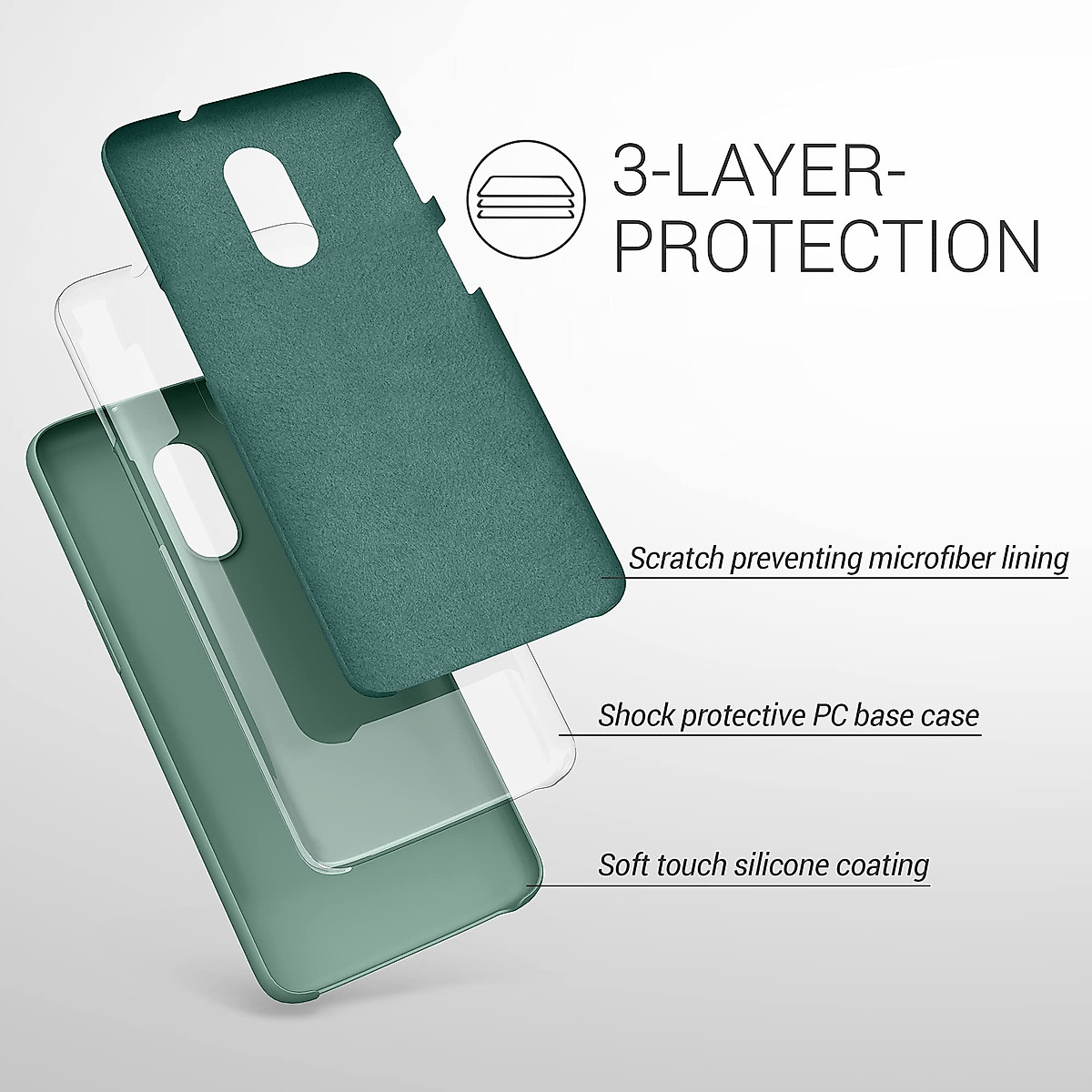 kwmobile Case Compatible with OnePlus 6T Case - TPU Silicone Phone Cover with Soft Finish - Forest Green