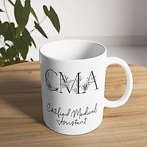 PaulDesignGifts Certified Medical Assistant Mug - Cma Gifts Alphabet Letter Monogram Flower Coffee For Gift Graduation Cup Birthday Christmas 11oz, White