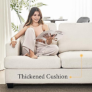 VanAcc Sofa, Comfy Sofa Couch with Extra Deep Seats, Modern Sofa- 3 Seater Sofa, Couch for Living Room Apartment Lounge, Beige Chenille