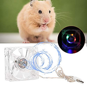 TOPINCN Hamster Cooling Fan Colorful Small Pet Summer Cooling Fan Acrylic Guinea Pig Cage Cooling Fan for Small Pet to Keep Summer Cool