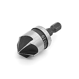 Buwico 1/4" Hex Shank 12mm/16mm/19mm Countersink Drill Bit 5 Flute 90 Degree Woodworking Countersink Bits