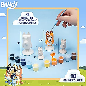 Bluey Paint Your Own Figurines – Ceramic and Bingo Figurines for Kids to Paint – Fun Painting Kit – Creative Toys for Kids, Great for Birthday Parties & Sleepovers,Multi