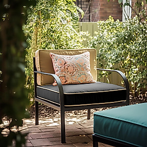 RULAER Patio Chair Cushion 20X20X4 Inch Outdoor Waterproof Seat Cushions Indoor Firm Yet Comfortable Square Dining Chair Pads Double Piping Washable Chair Pad (20x20x4（2pc）, Black)