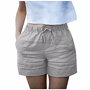 Bravetoshop Womens Workout Shorts with Pockets Athletic Running Shorts Elastic Waist Comfy Lounge Yoga Shorts (Gray,XXL)