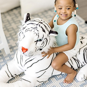 Melissa & Doug Giant Siberian White Tiger - Lifelike Stuffed Animal (over 5 feet long) - Extra Large, Plush Lifesize Tiger For Ages 3+