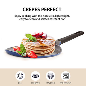 Neoflam 51510 Crepe, Ceramic, Nonstick, 10 inch, Bakelite Handle, Tawa pan, Griddle, Pancake Maker, Skillet, Omelette, Tortilla, Roti, Naan, Dosa, 10", Berry Blue
