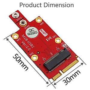 HLT M.2 (NGFF) Key B to Mini PCI-E Adapter with Dual Nano SIM Card Slot