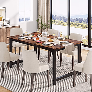 Tribesigns 63"x31.5" Dining Table, Industrial Kitchen Table for 4-6 Person, Rectangular Dinner Table for Dining Room Kitchen Living Room, with Heavy Duty Metal Legs, Vintage Brown
