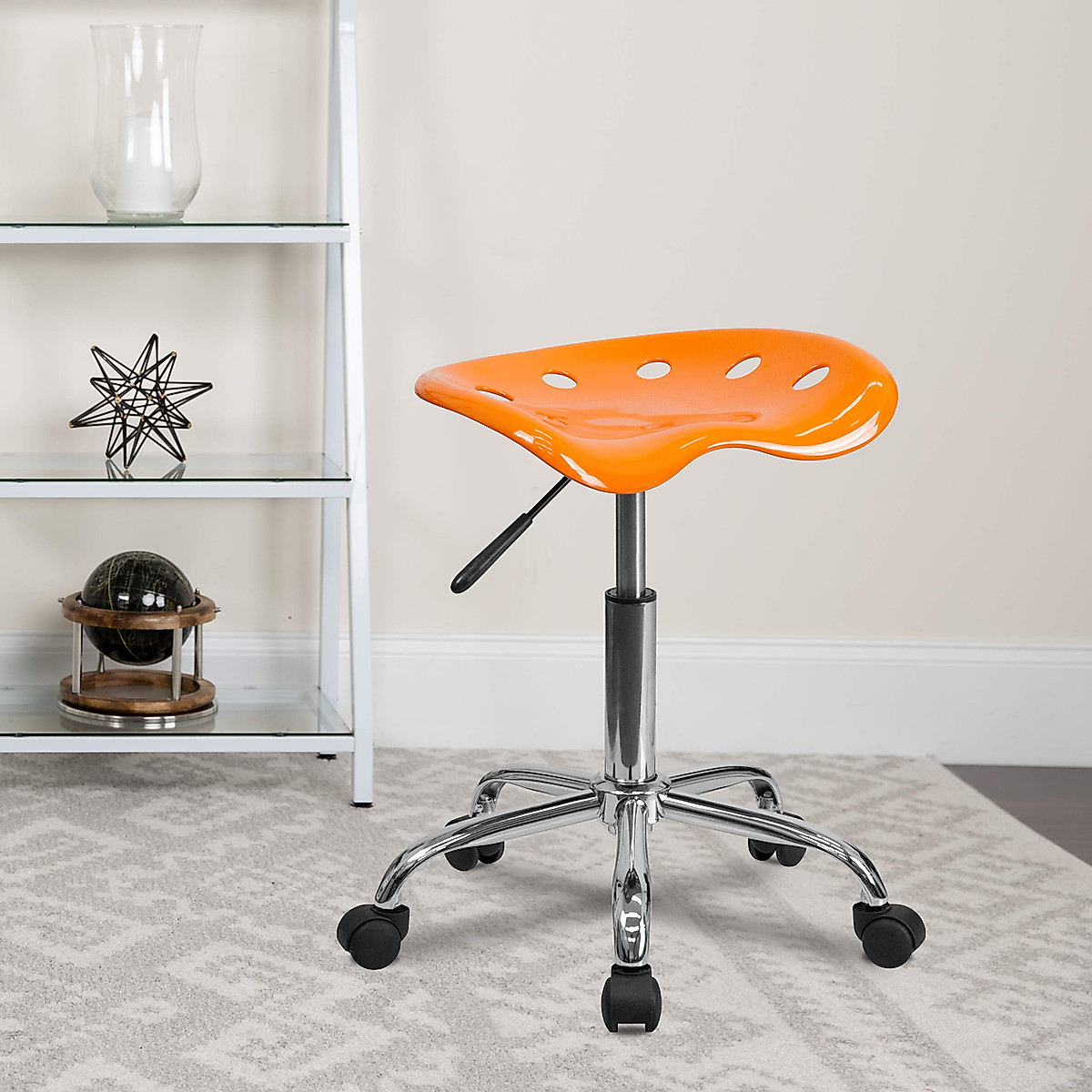 Flash Furniture Taylor Vibrant Orange Tractor Seat and Chrome Stool