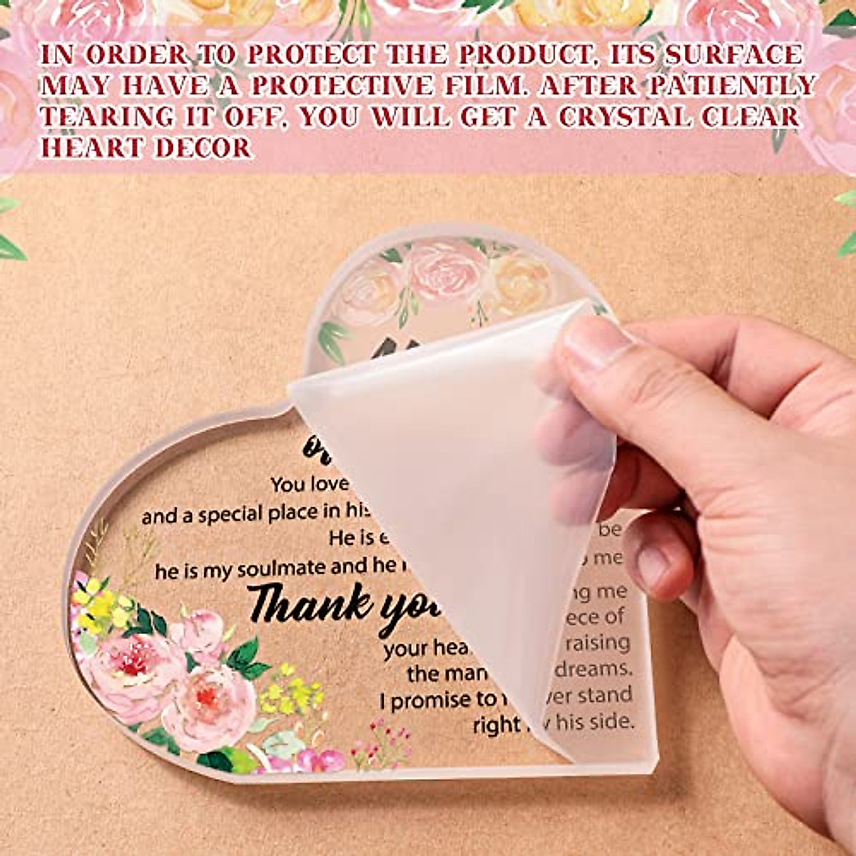 Yulejo Gift for Mother of the Groom from Bride Mother of the Groom Gifts Wedding Gifts Acrylic Square Heart Gift Thank You Gift for Mom Wedding Gifts for Mother of the Groom (Delicate Style)