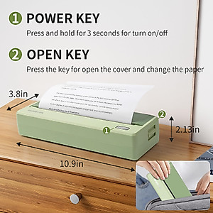 Rongta Portable Printer Wireless for Travel, 300DPI Thermal Inkless Bluetooth Mobile Printer, Support 8.5" X 11" US Letter, Compatible with Android iOS Phone & Laptops (Green)