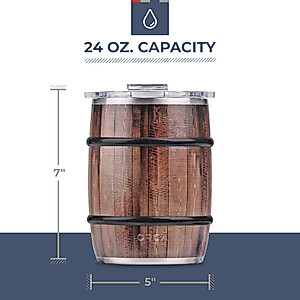 ORCA Double Barrel 24oz | Temperature Insulated, Stainless Steel Tumbler with a Classy Wood Grain Print, for Whiskey, Beer, Coffee or Whatever You're Having — Dark Oak