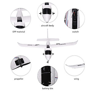 GoolRC QF002 RC Airplane, 2.4Ghz 2 Channel RC Plane Ready to Fly, Durable EPP Foam DIY Remote Control Airplane Toy Built-in Gyro, Easy to Fly RC Aircraft for Beginners Kids and Adults