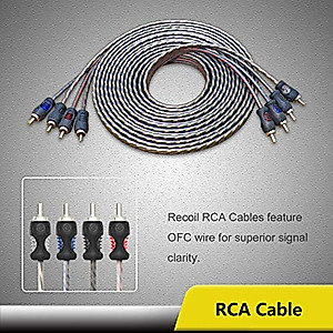 RECOIL RCK44 True 4 Gauge Complete 4-Channel CCA Amplifier Wiring Kits with OFC RCA Cable