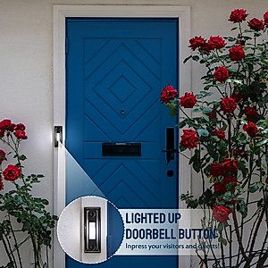 Dreyoo Metal Doorbell Push Button, Heavy Duty Metal Door Bell Wired Button LED Lighted Wall Mounted Door Bell Push Buttons for Home Universal Garage Door Opener Switch (Black)