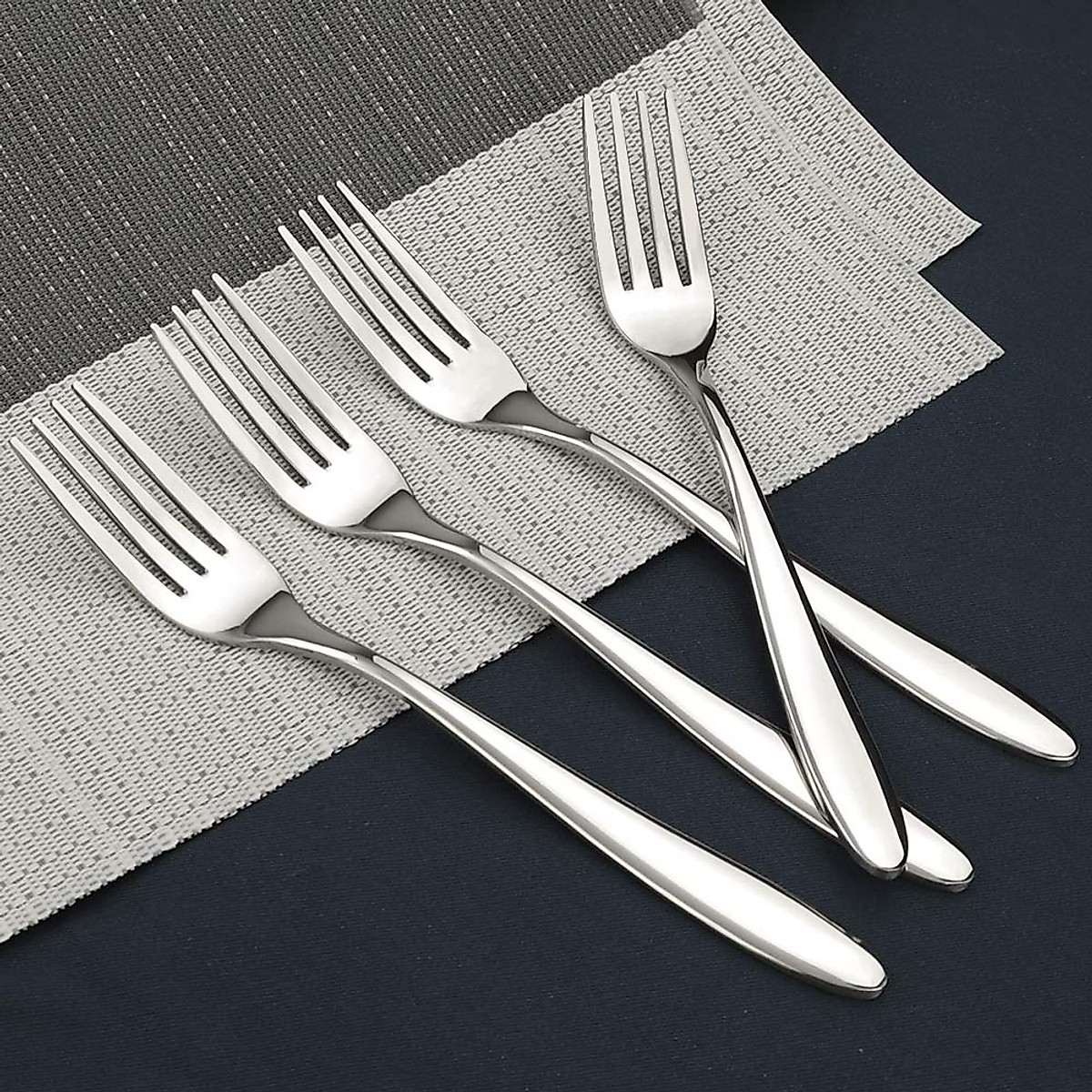 Ramddy Dinner Fork Flatware Set, 18/10 Stainless Steel Table Forks, 12 Pieces, A