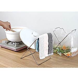 Desktop Trash Bag Holder,Small Garbage Bag Rack,Home Kitchen Countertop Folding Trash Bag Bracket Organizer Dishcloth Towel Rack