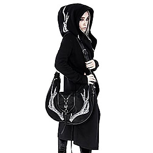 Restyle Deer Animal Antlers Gothic Punk Witch Black Hobo Crossbody Bag Purse