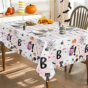 AIBIIN 3pcs Little Boo Tablecloth Halloween Baby Shower Tablecloth Decorations Halloween Spooky Boo Birthday Plastic Disposable Table Covers Halloween Birthday Table Decorations 108 x 54 Inch