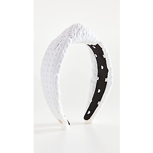 Lele Sadoughi Women's Eyelet Knotted Headband, Bianca 100, White, One Size