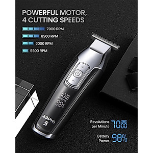 RENPHO Cordless Hair Clippers for Men, Beard Trimmer with LED Display, 4-Speed Hair Trimmer for Men, 0.15mm Professional Barber Clippers, Hair Cutting Kit, 100-240V for Global Travel